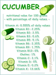 Cucumber Nutrition Value and Calories per 100 Grams - NatureWord